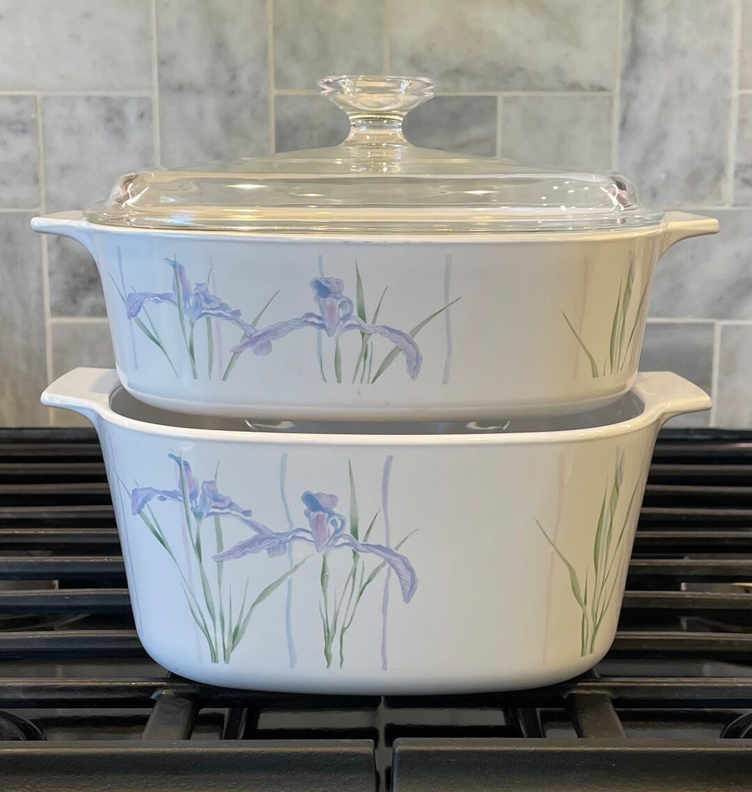 Vintage Corning Ware Shadow Iris Casserole Set: 2 Qt & 3 Qt Baking ...