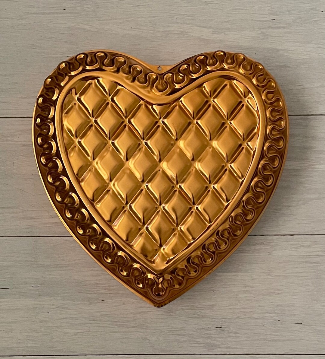Vintage Copper Color Jello Mold With Wall Hanging Hook Heart Shape ...