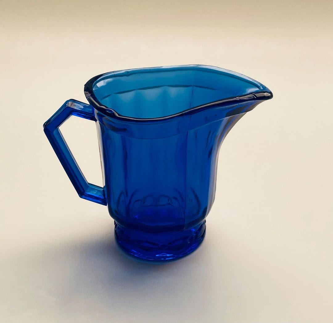 Vintage Cobalt Blue Depression Glass Creamer or Syrup Pitcher 3 1/2 ...