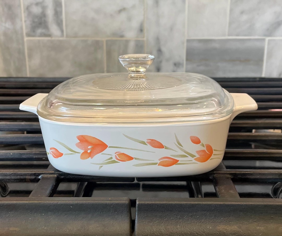 1 L Vintage Corning Ware Peach Floral Casserole Baking Dish 1 Liter A-1 ...