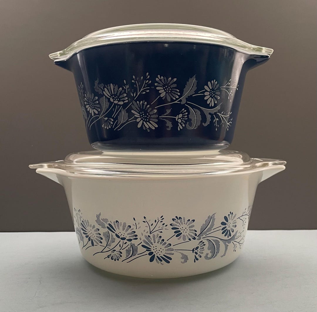 Vintage Pyrex Colonial Mist Casserole Baking Dish Set With Lids Blue ...