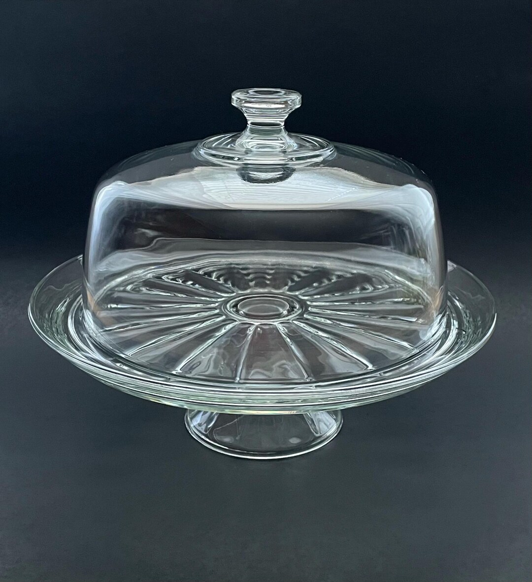 Vintage Indiana Glass Cake Stand With Dome Lid: Elegance Pattern - Etsy