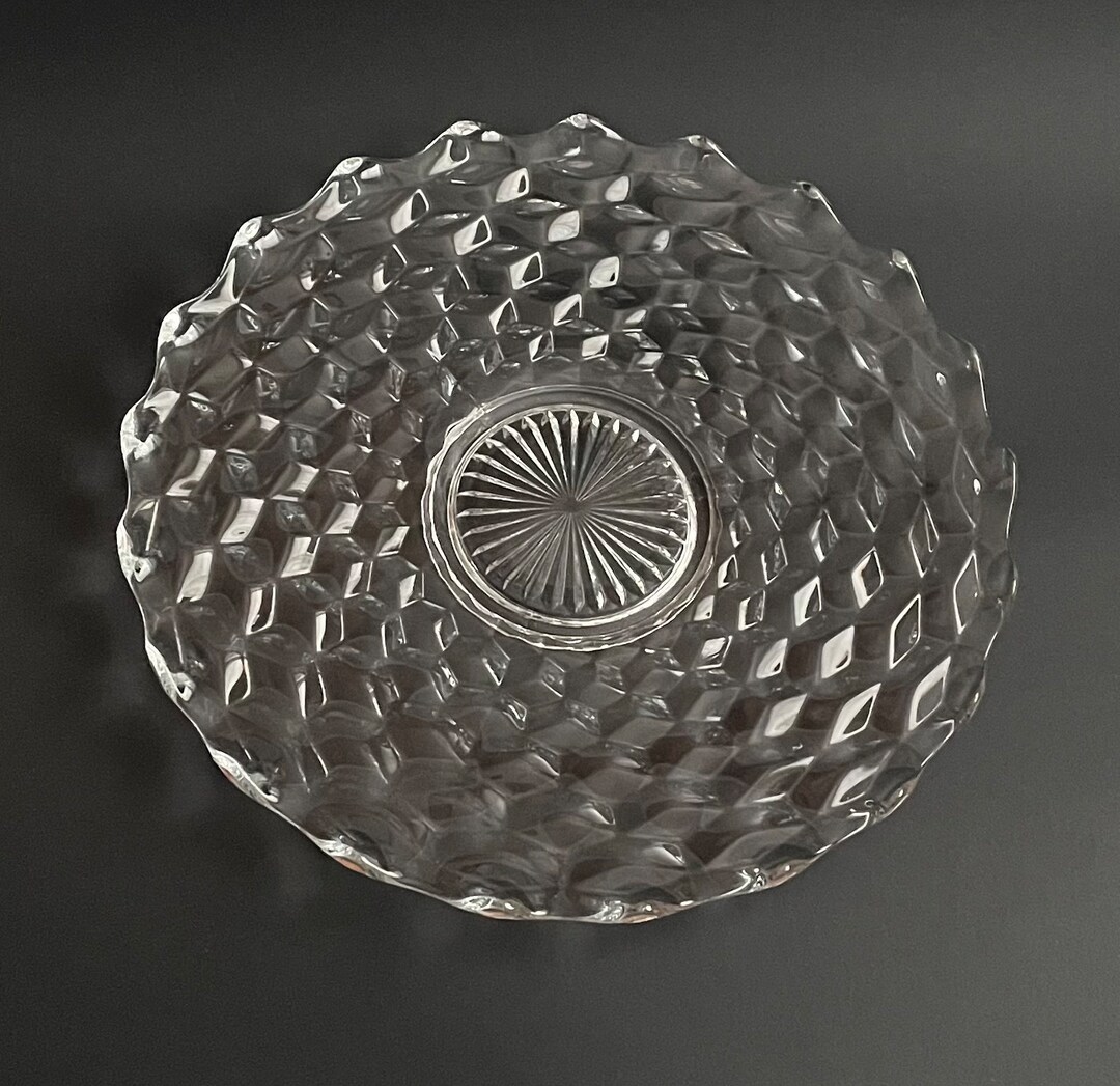Vintage Fostoria American Crystal Torte Plate: Black Optic Wedding Cake ...