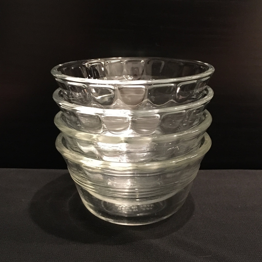 Vintage Pyrex Ramekins Set of 4 Clear Glass Custard Cups Pudding Cups ...