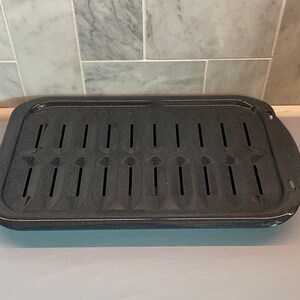 Vintage Broiler Pan Grill Pan Black With White Speckle - 13 1/2" X 8 1/ ...