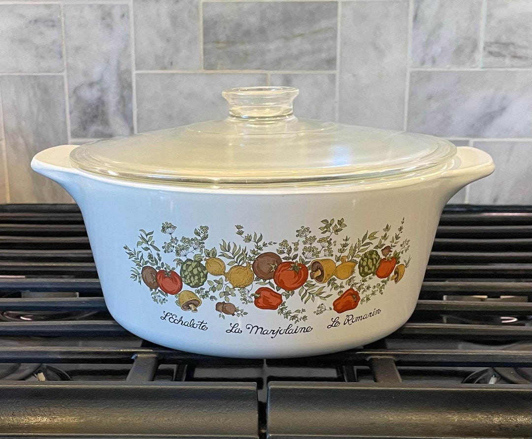 4 L Vintage Corning Ware Spice of Life Stock Pot Roaster Dutch Oven ...