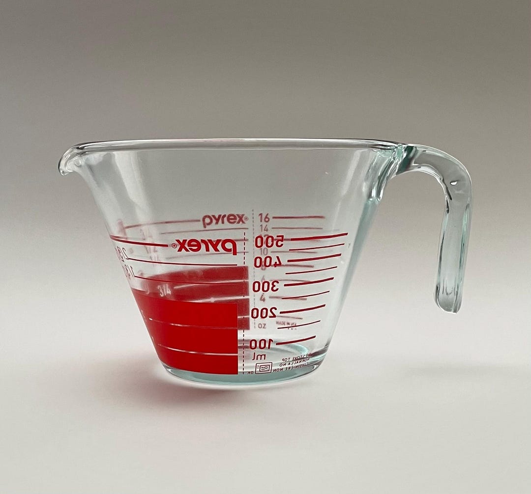 Vintage Pyrex Measuring Cup Conical With Red Reverse Lettering Metric ...