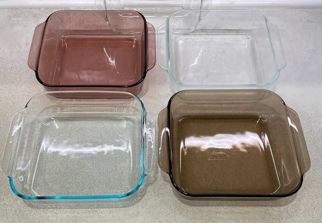 Vintage Pyrex Brownie Baking Dishes 8 X 8 - #222 - Cranberry, Brown, or ...