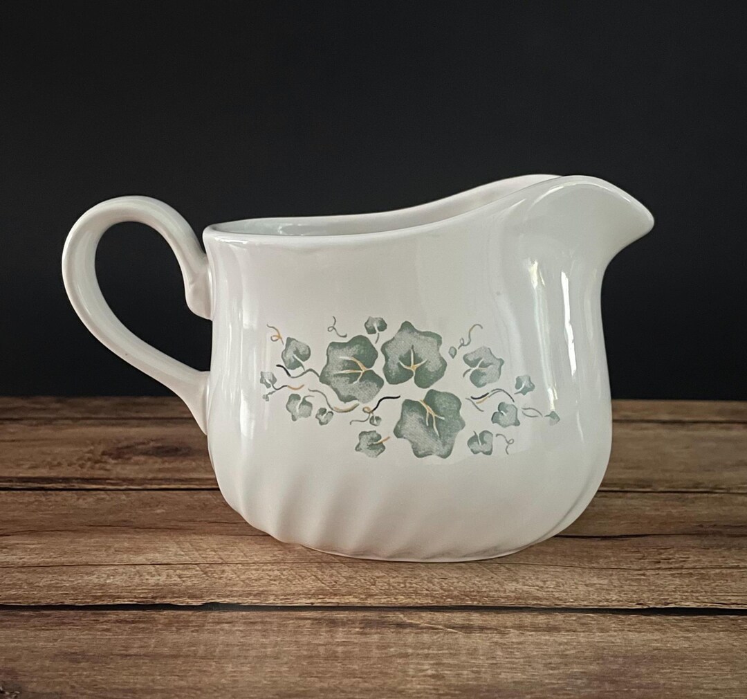 Vintage Corelle Coordinates Callaway Gravy Boat White With Green Ivy ...