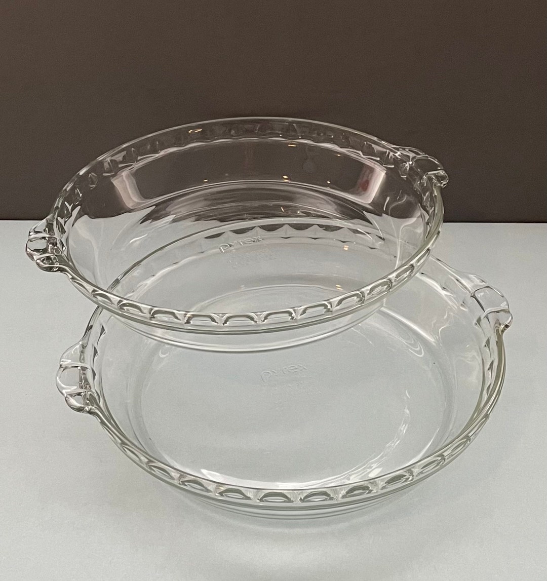 Set of 2 Vintage Pyrex Pie Plates Pyrex 229 9" a Fluted Glass Deep Dish ...