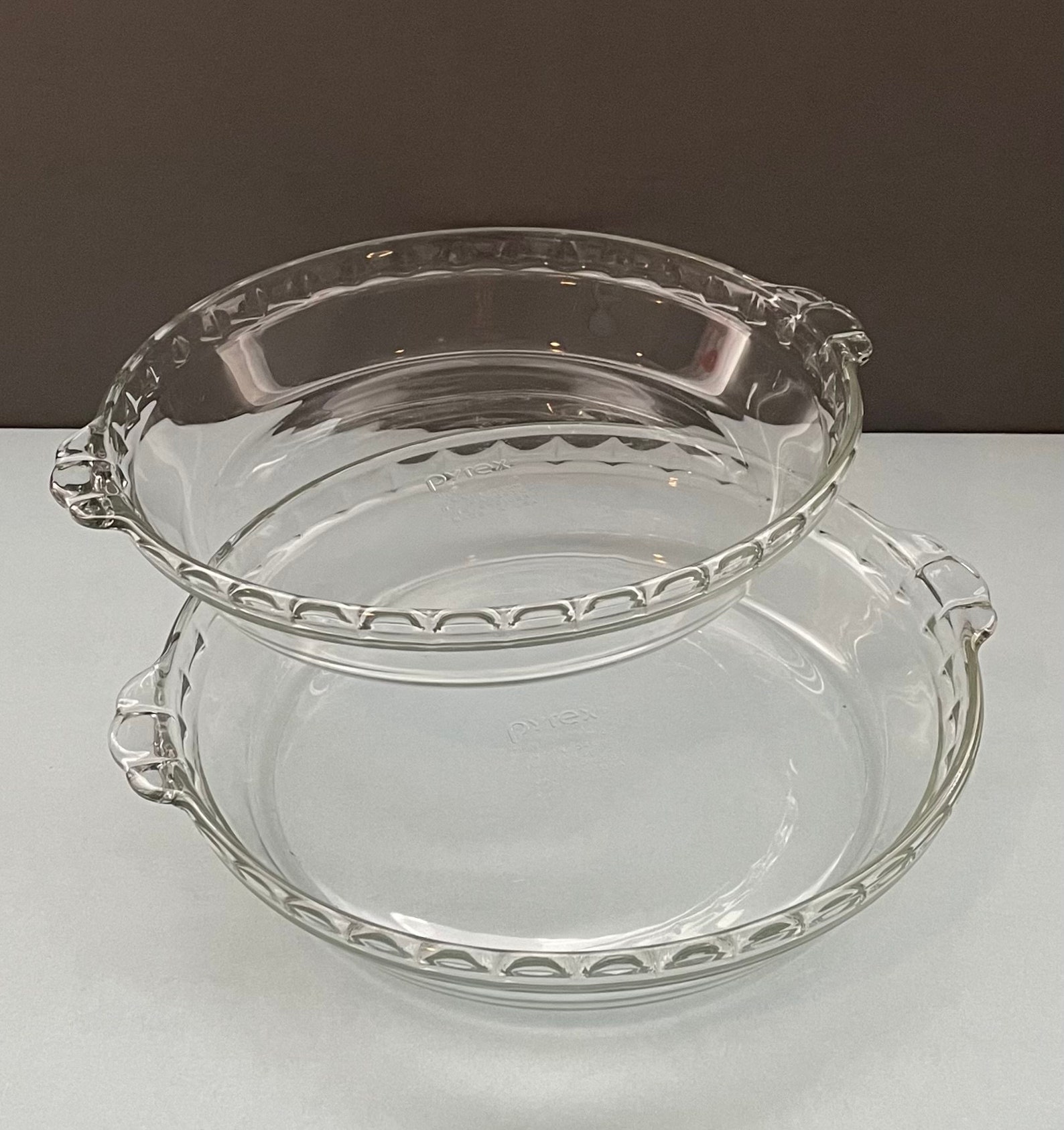 Set of 2 Vintage Pyrex Pie Plates Pyrex 229 9" a Fluted Glass Deep Dish ...