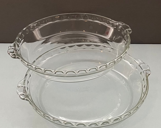 Set of 2 Vintage Pyrex Pie Plates Pyrex 229 9" a Fluted Glass Deep Dish ...