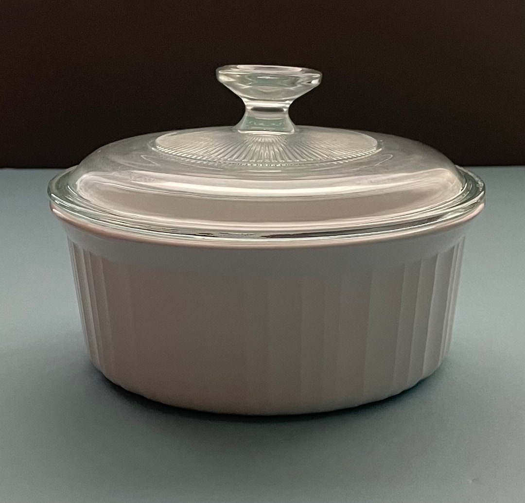 Vintage Corning Ware French White Souffle / Round Casserole Baking Dish ...