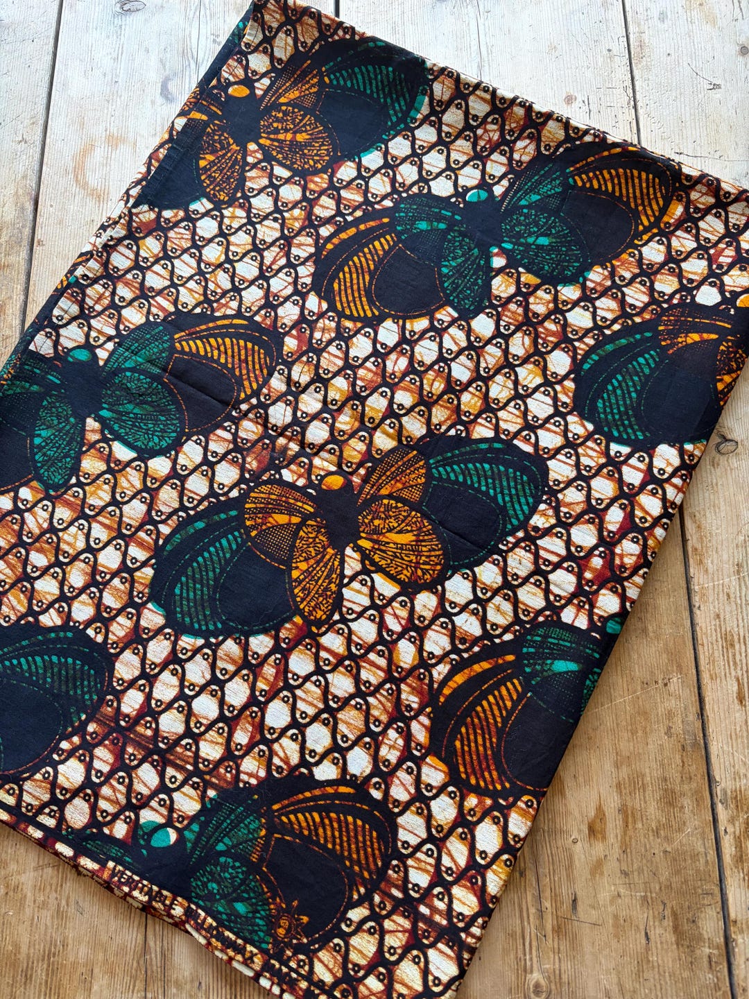 Vintage African Butterfly Tablecloth - Turquoise Blue, Orange and Black ...