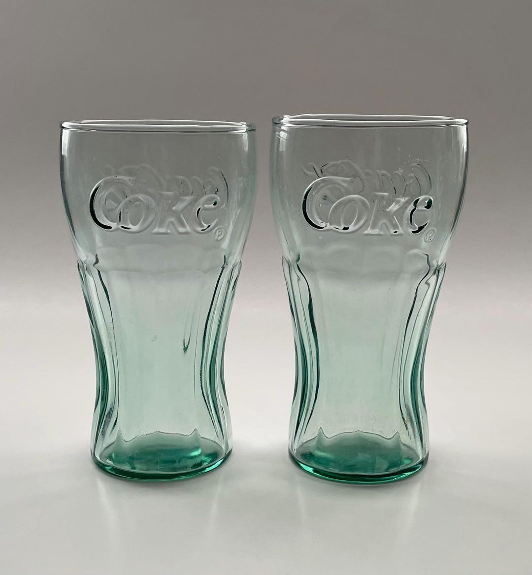 Vintage Coca Cola Glasses: Green Glass Tumbler Set, 16 Oz - Etsy