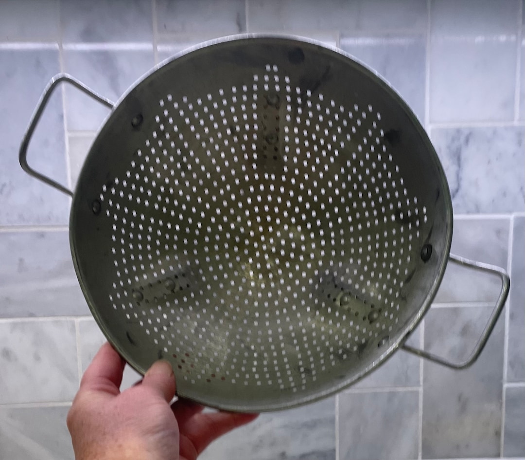Vintage Colander With Unique Shaped Cut Out Design Metal Fruit - Etsy