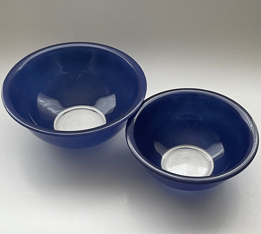 2 Piece Gift Set Blue Vintage Pyrex Glass Mixing Bowls Set of 2 Batter ...