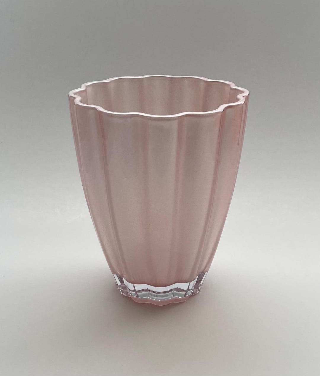 Vintage Teleflora Pink Glass Vase - Scalloped Floral Design - Etsy