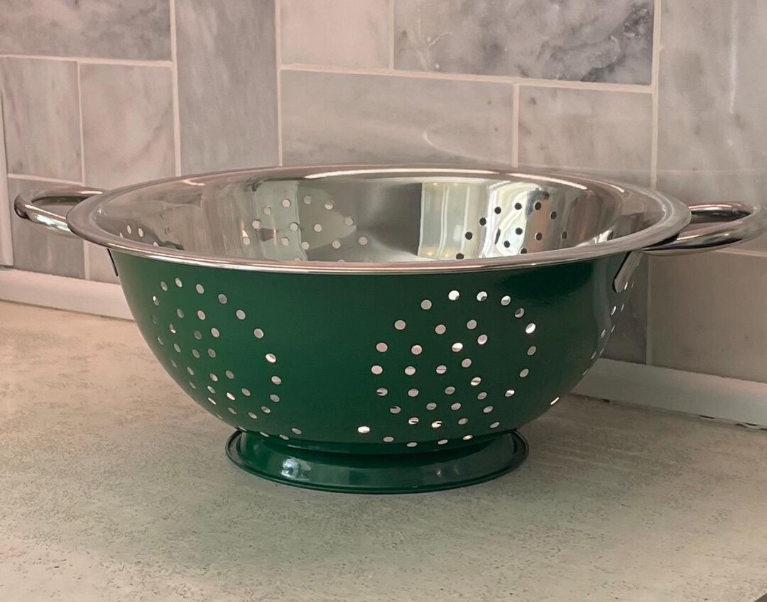 Vintage Colander Green With Scroll Pattern Draining Holes 11" X 4 1/2 ...