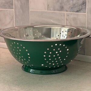 Vintage Colander Green With Scroll Pattern Draining Holes 11" X 4 1/2 ...