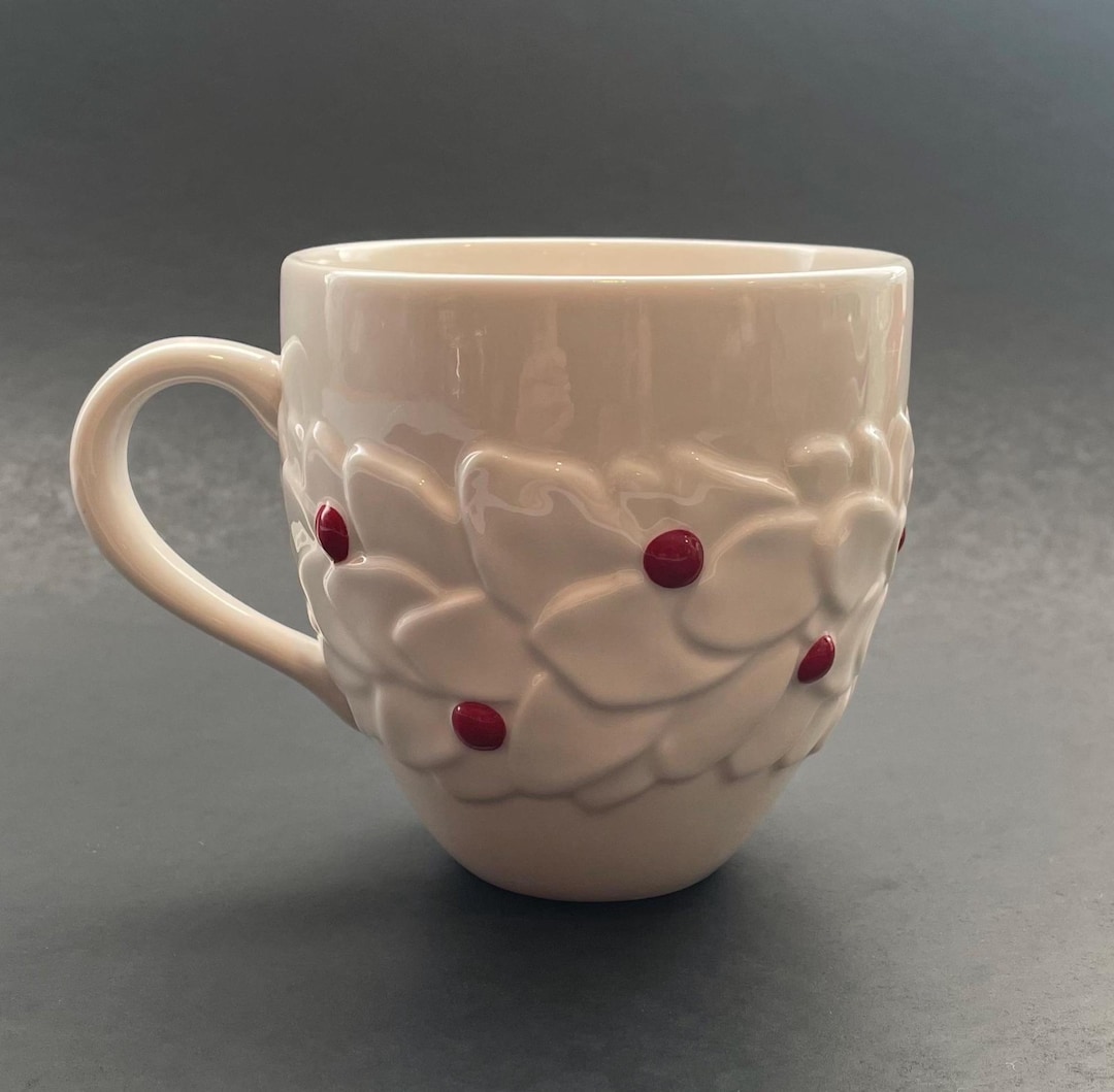 Vintage Starbucks Coffee Mug Red and White Floral Texture - Large 16 ...