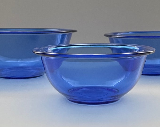3 Piece Gift Set Cobalt Blue Vintage Pyrex Glass Mixing Bowls Set of 4 ...