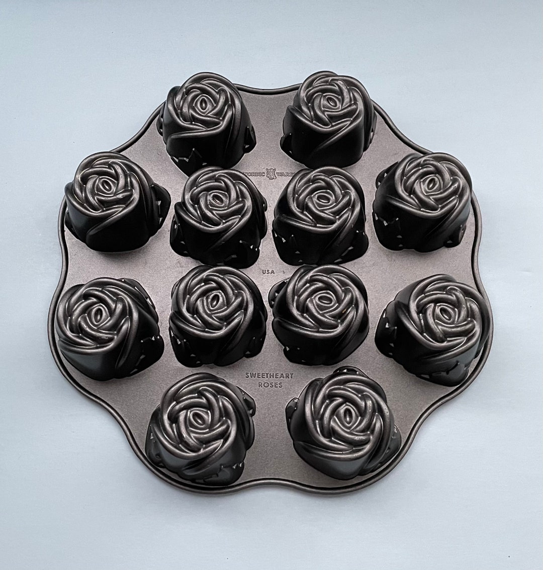 Vintage Nordic Ware Sweetheart Roses Cupcake Pan Heavy Cast Aluminum ...