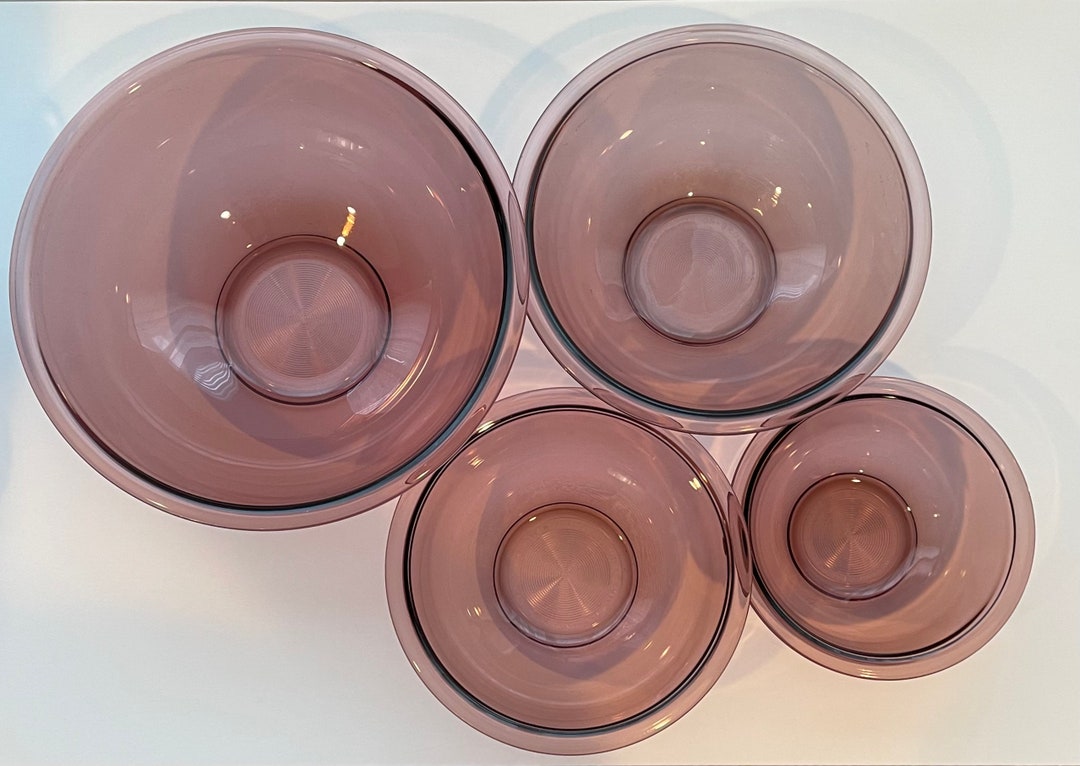 4 Piece Gift Set Cranberry Vintage Pyrex Glass Mixing Bowls Full Set of ...