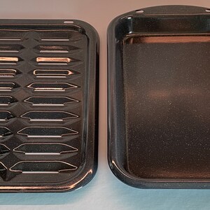 Vintage Broiler Pan Grill Pan Black With White Speckle - 13 1/2" X 8 1/ ...