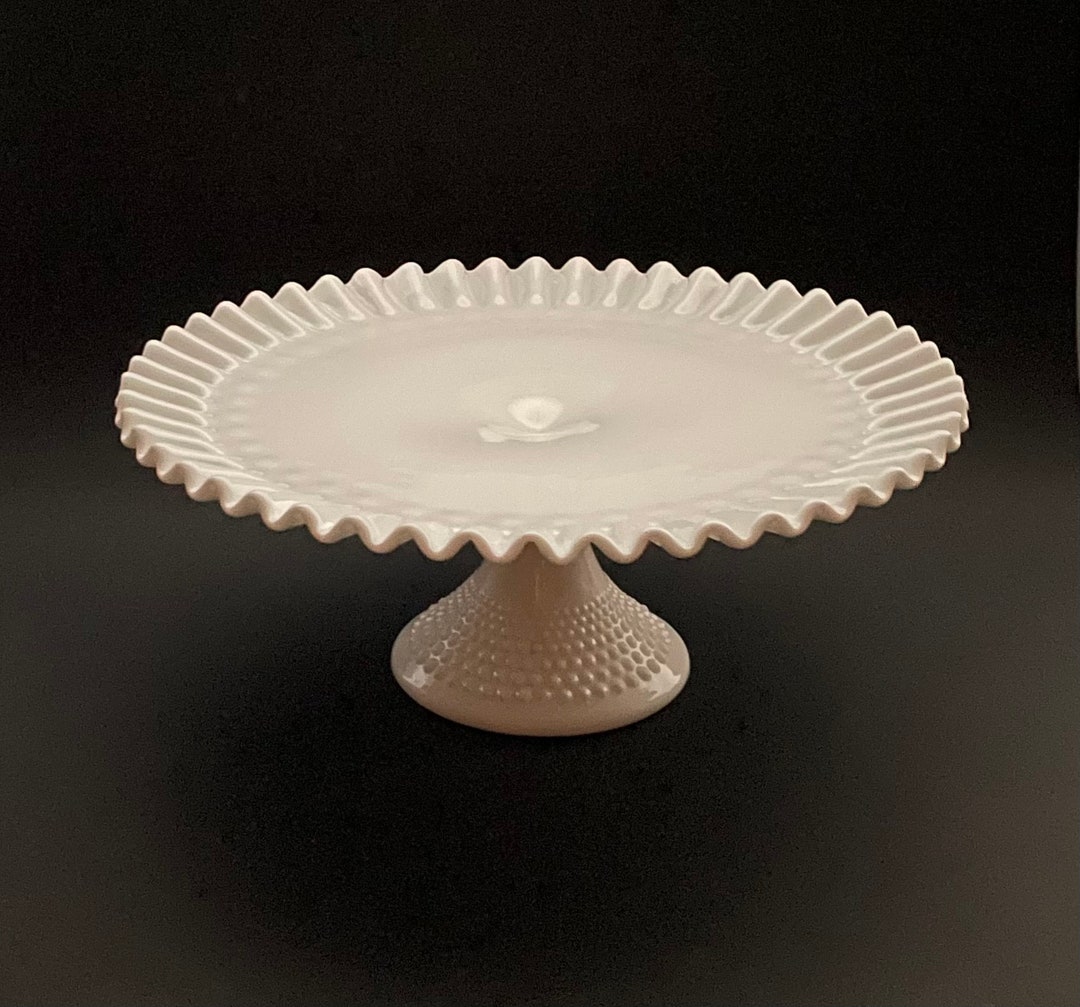 Vintage Fenton Hobnail White Milk Glass Cake Stand - Large 13" X 5 ...