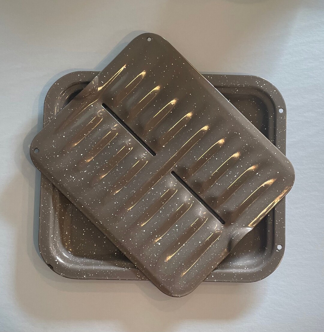 Vintage Broiler Pan Grill Pan Gray With White Speckle - 2 Piece Broiler ...