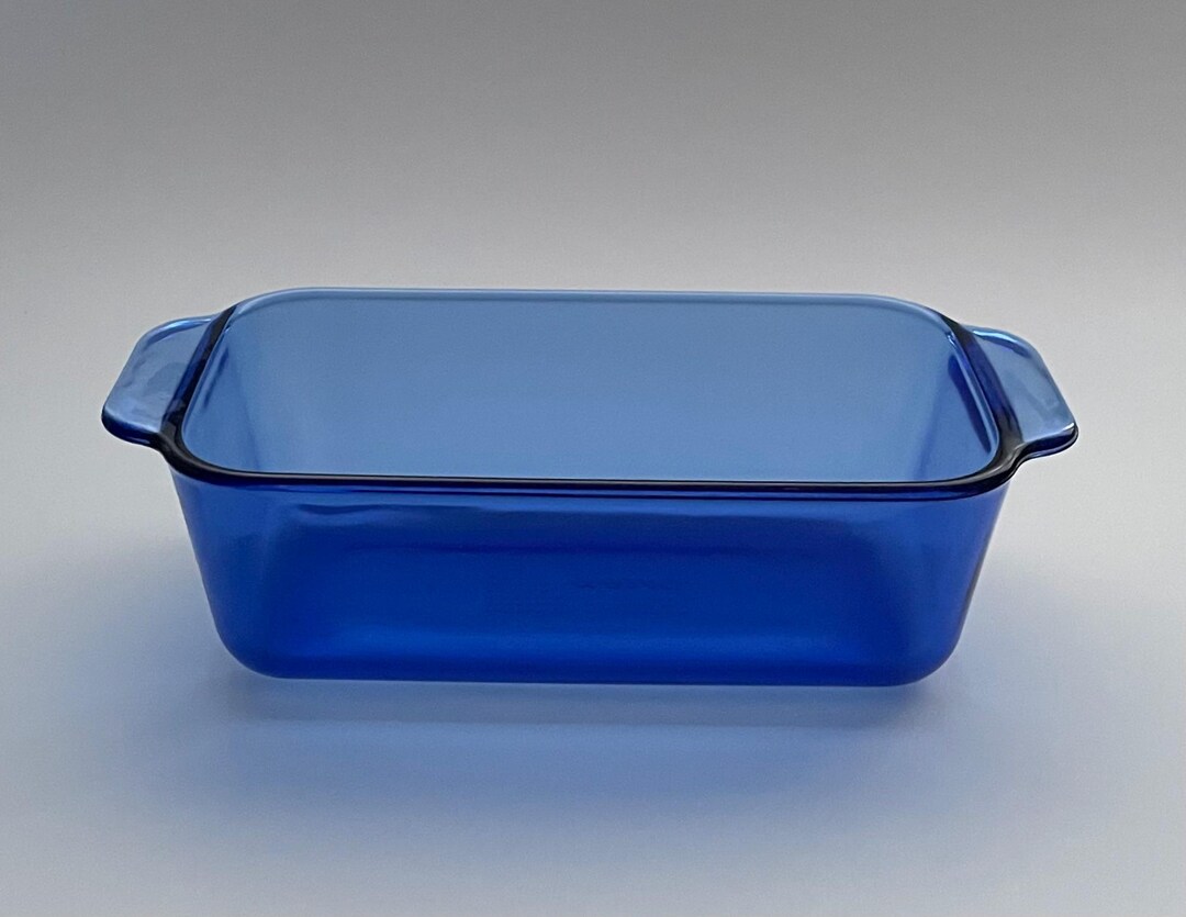 Vintage Pyrex Blue Glass Loaf Pan With Handles Pyrex 213 Classic Pyrex ...
