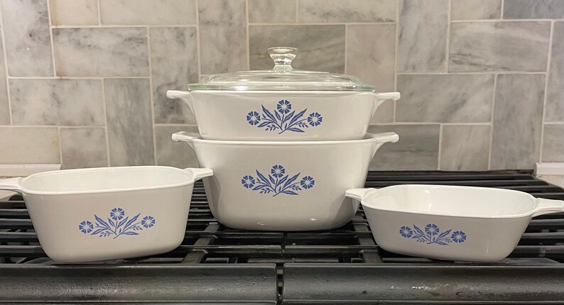 5 Pc Gift Set Vintage Blue Cornflower Casserole Baking Dishes - Etsy
