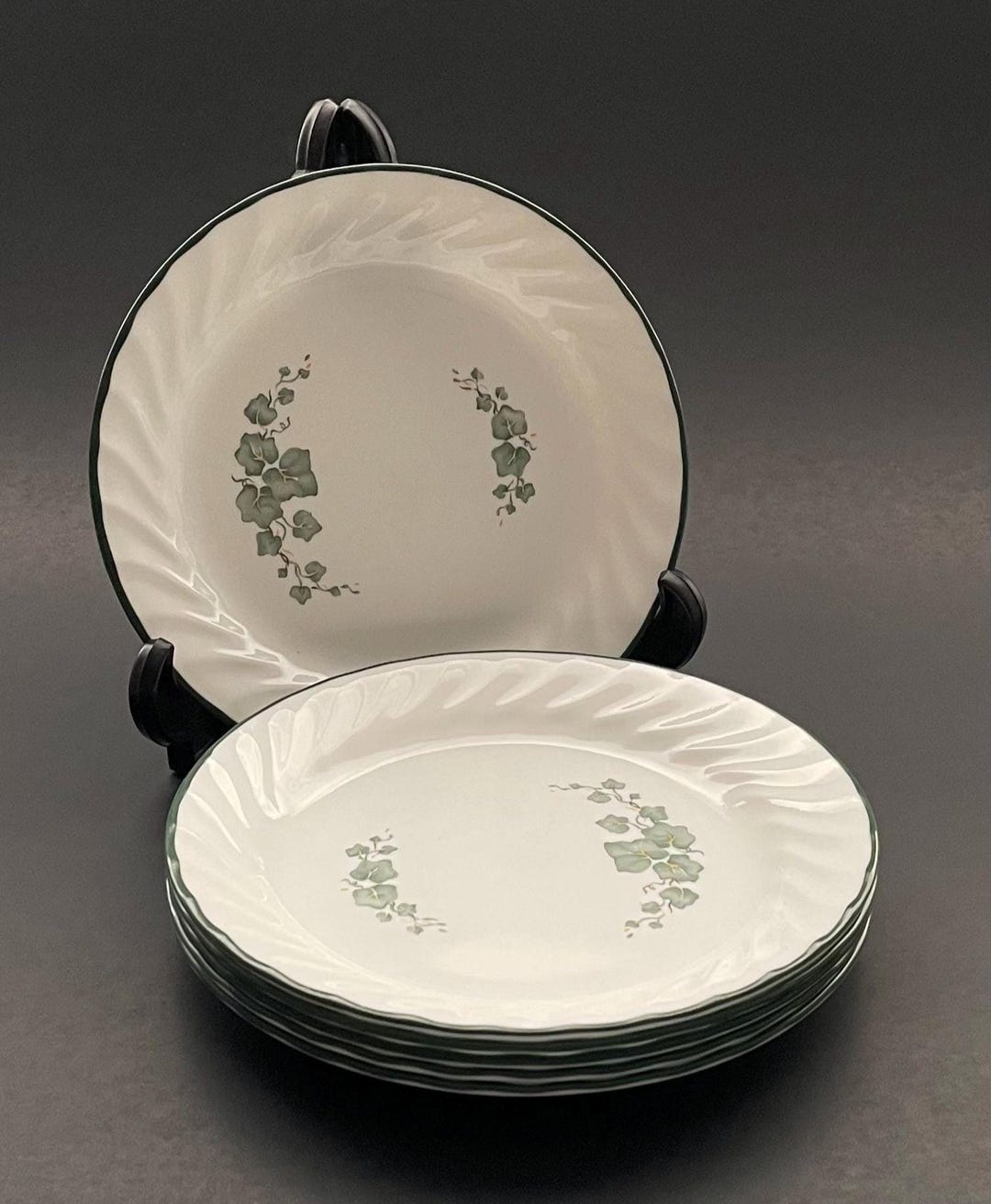 6 Vintage Corelle Callaway Green Ivy Salad Plates 7 1/4" Green Ivy With ...