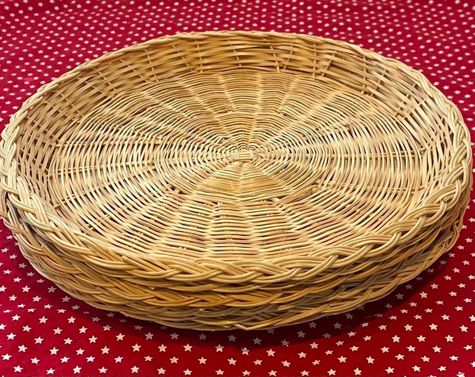 Set of 6 Vintage Wicker Paper Plate Holders 9.5" Paper Plate Supports ...