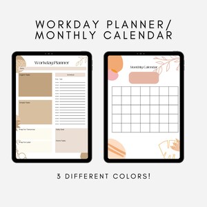 Workday Planner/ Monthly Calendar - Etsy