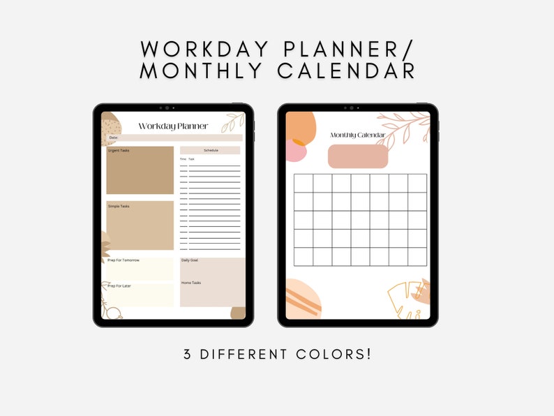 Workday Planner/ Monthly Calendar - Etsy