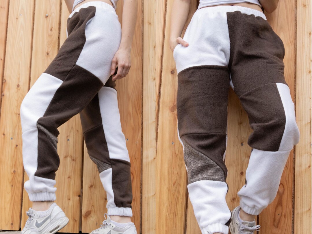 Patchwork Sweatpants Made of Upcycled Material XS/S Brown White - Etsy