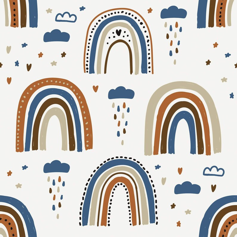 Blue Rainbow Peel and Stick Removable Wallpaper 0344 - Etsy