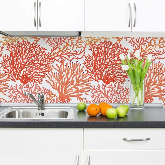 Orange Coral Peel and Stick Removable Wallpaper 4842 - Etsy