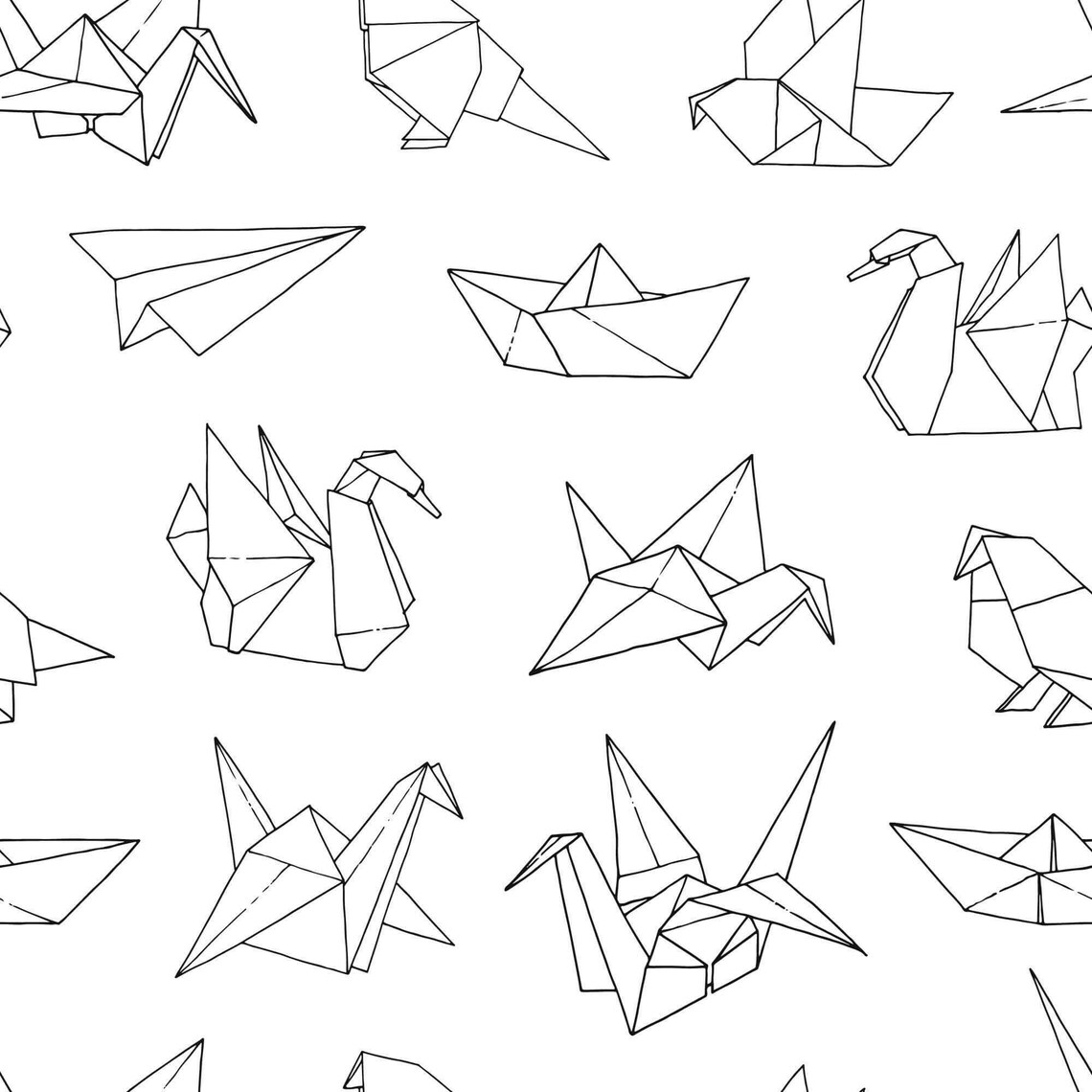 Black and White Origami Peel and Stick Removable Wallpaper 1192 - Etsy