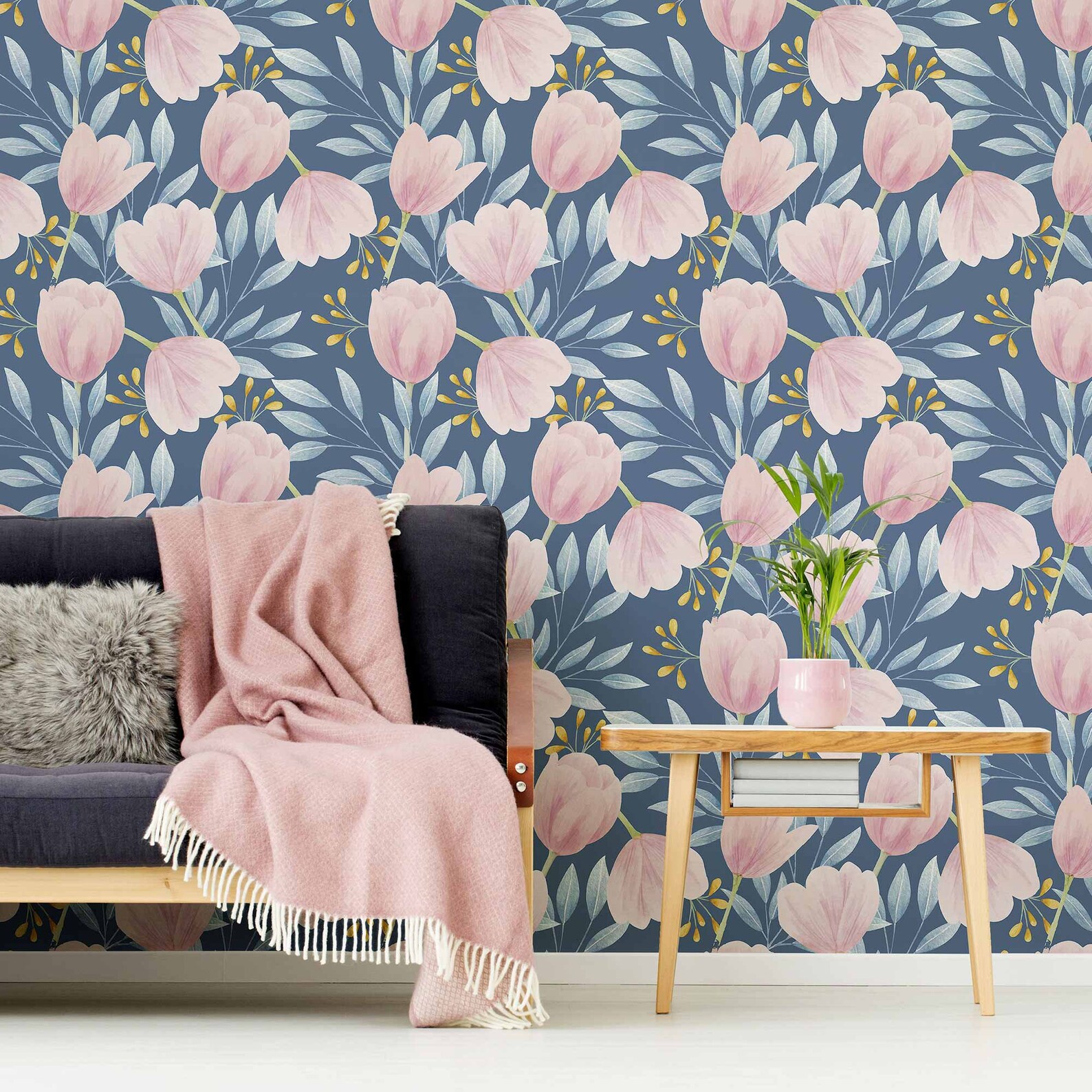 Pink Flower Peel and Stick Removable Wallpaper 5021 - Etsy