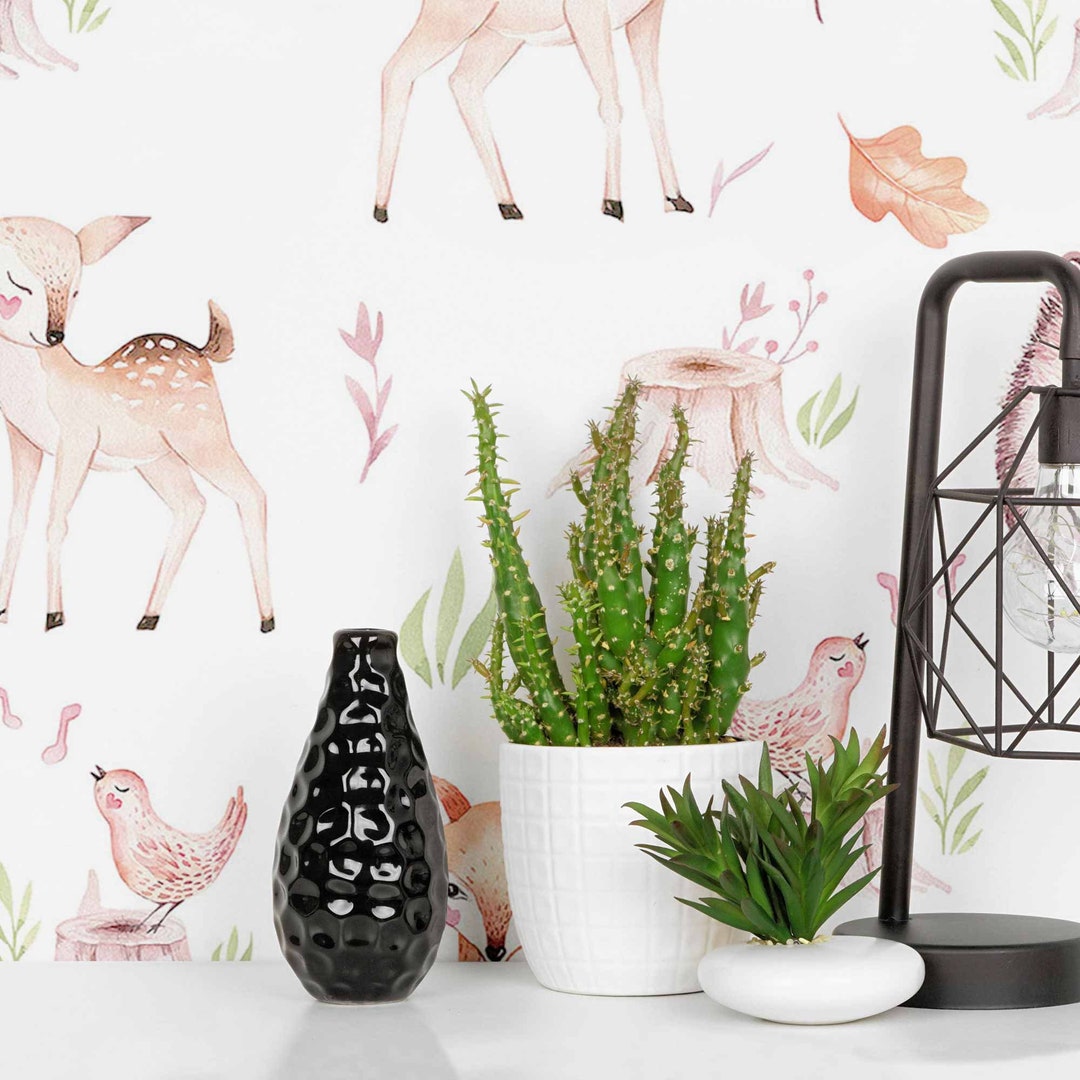 Beige Animals Peel and Stick Removable Wallpaper 3397 - Etsy