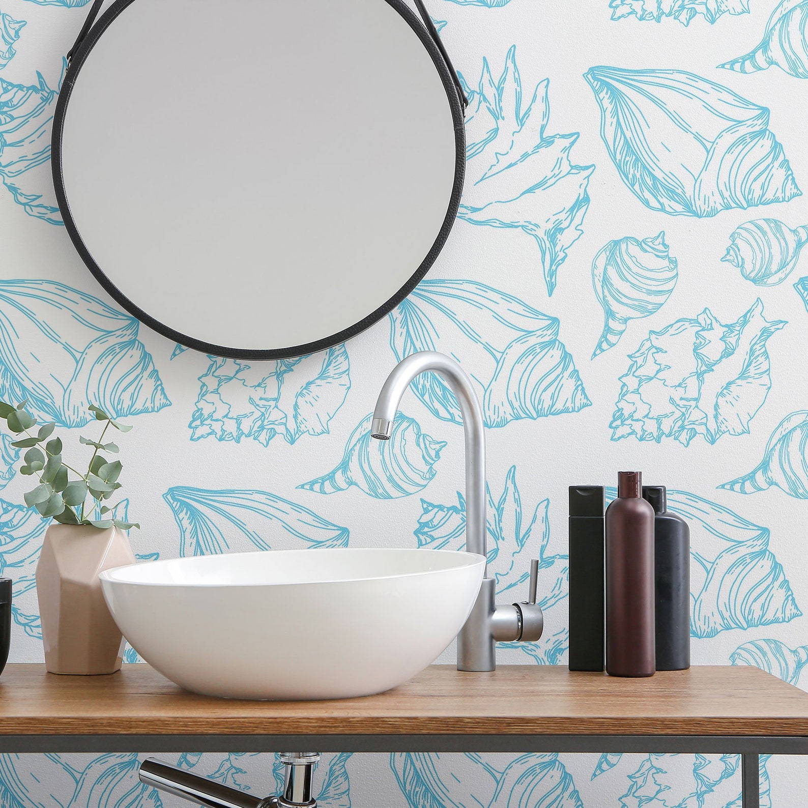 Blue Seashell Peel and Stick Removable Wallpaper 3230 - Etsy