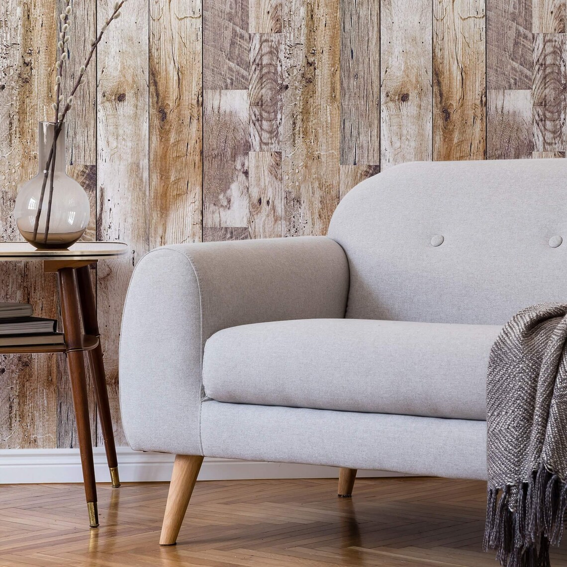 Brown Wood Peel and Stick Removable Wallpaper 7251 | Etsy