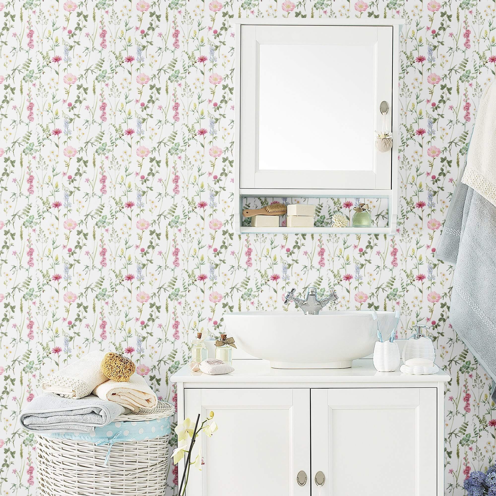 Pink Botanical Peel and Stick Removable Wallpaper 3310 - Etsy
