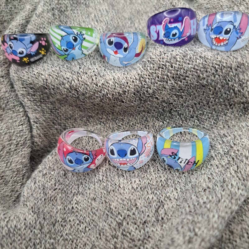 Stitch and Angel Rings - Etsy