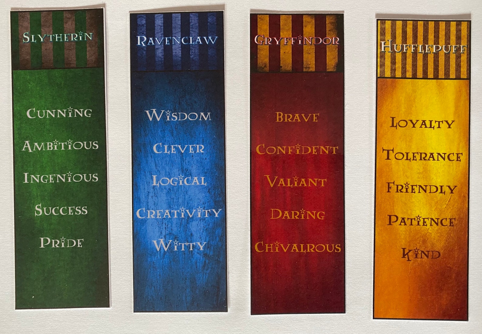 Harry Potter Bookmarks Hogwarts House Attributes | Etsy
