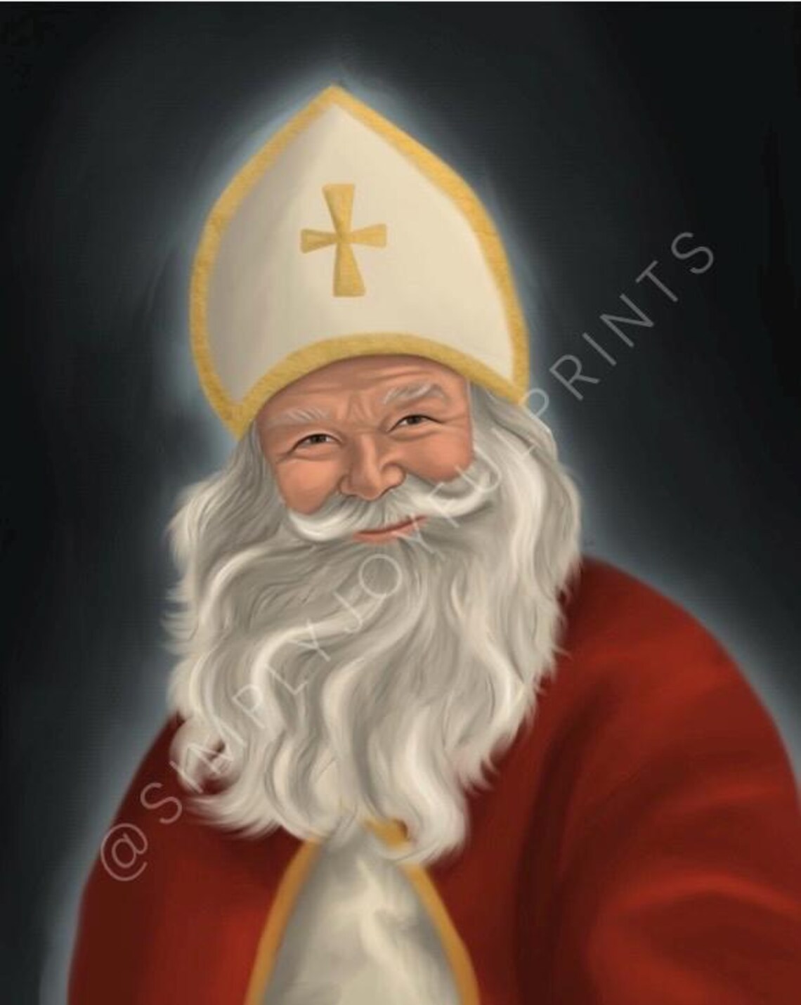 Jolly Ole St. Nicholas Catholic Santa Claus Digital Art Print Digital ...