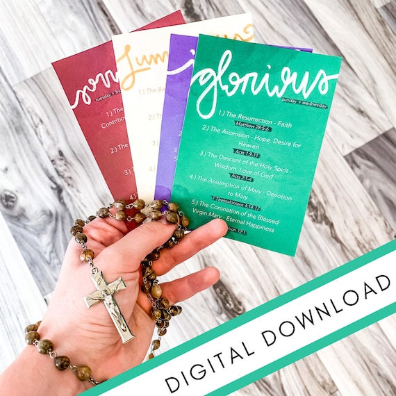 The Mysteries of the Rosary Digital Prayer Cards With Fruits - Etsy
